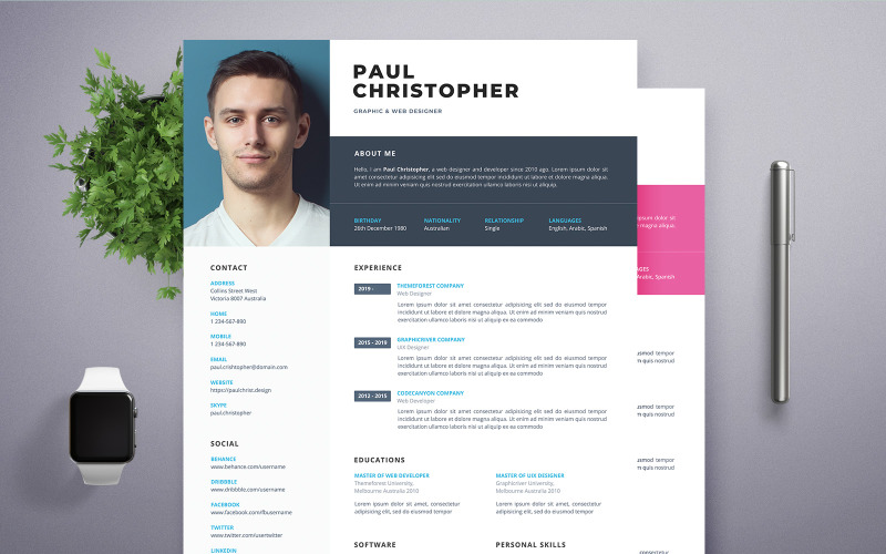 Paul Christopher | Mall för grafisk och webbdesigners professionell CV