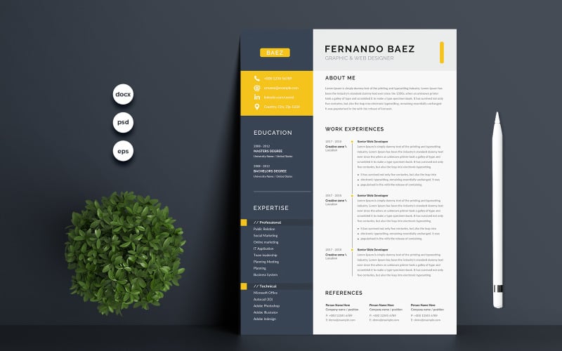 Fernando Baez CV Resume Template #108967 - TemplateMonster