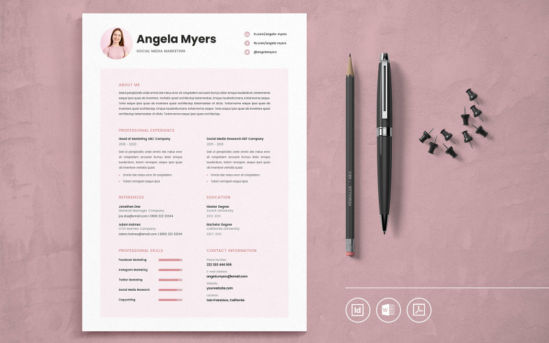 Professional CV Indesign Vol.10 Resume Template