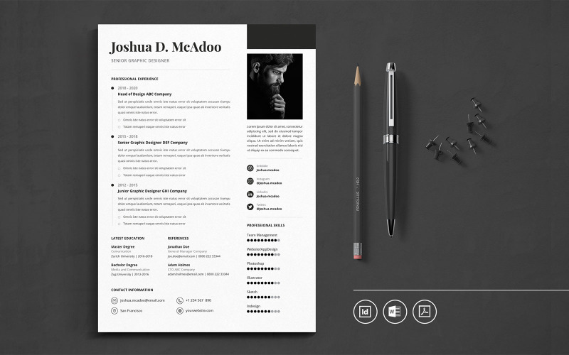Professional CV Indesign Vol.26 Resume Template