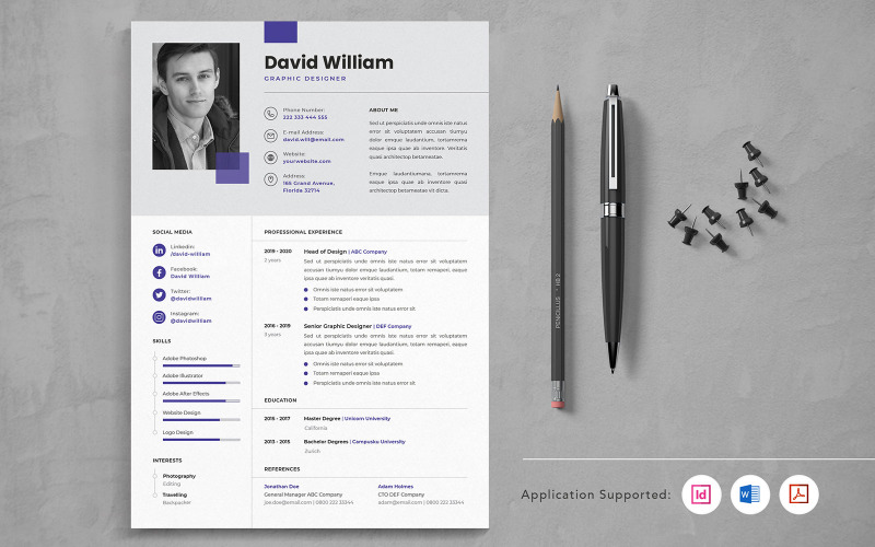 Professional CV Indesign Vol.5 Resume Template