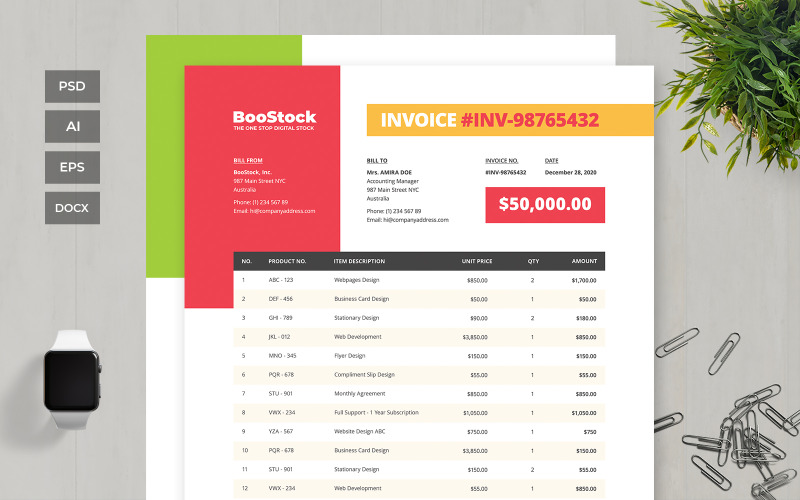 Professional and Clean Invoice - Corporate Identity Template