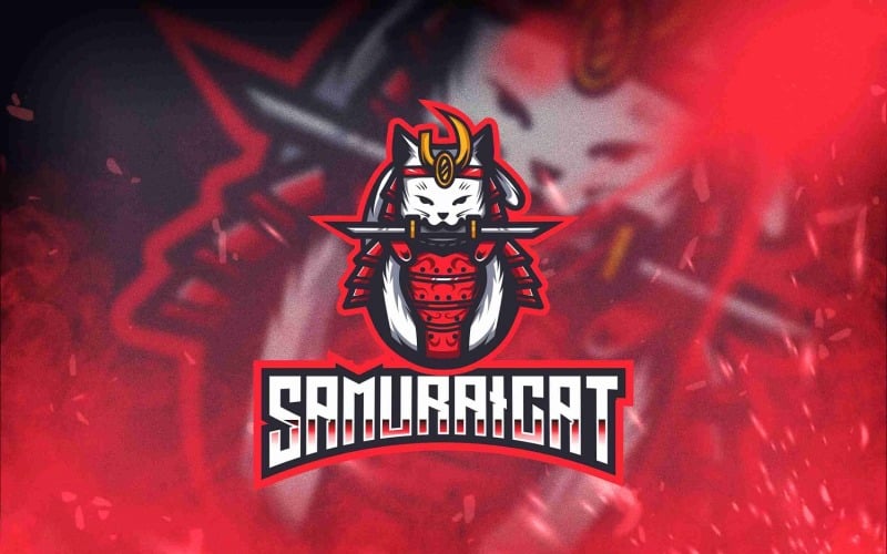 Cat Samurai Esport Logo Template #110334 - TemplateMonster