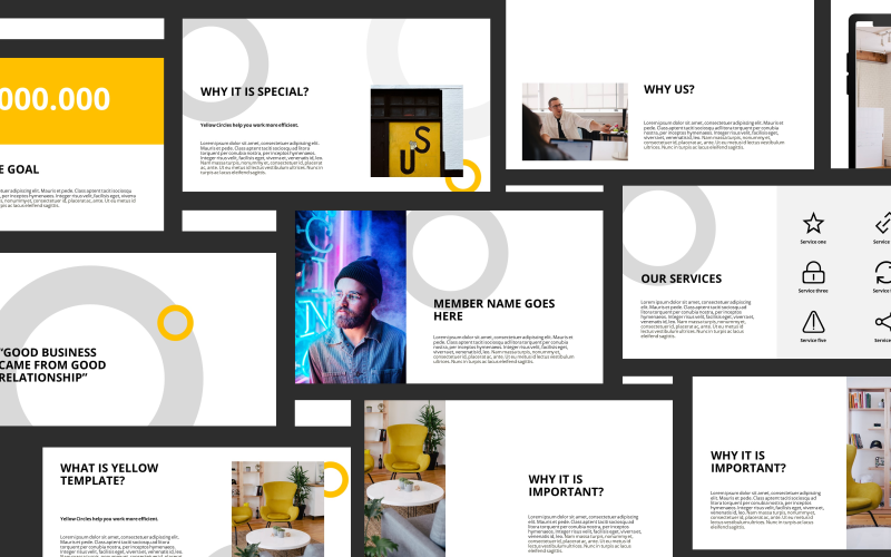 Yellow Presentation PowerPoint template - TemplateMonster