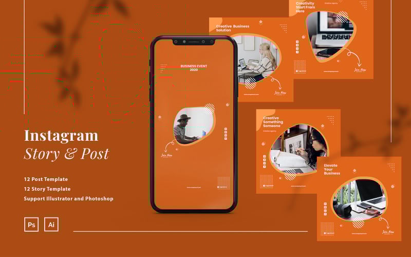 Creative Agency Instagram Post and Story Ads Social Media Template