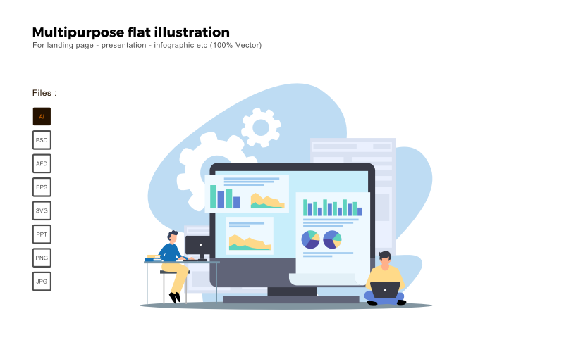 Multipurpose Flat Illustration Works - Vector Image Multipurpose Flat Illustration Works - Vector Image