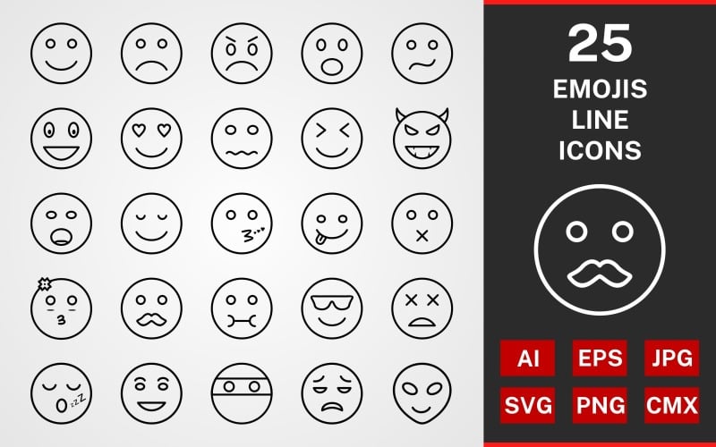 25 Emoji LINE PACK Icon Set #114506 - TemplateMonster