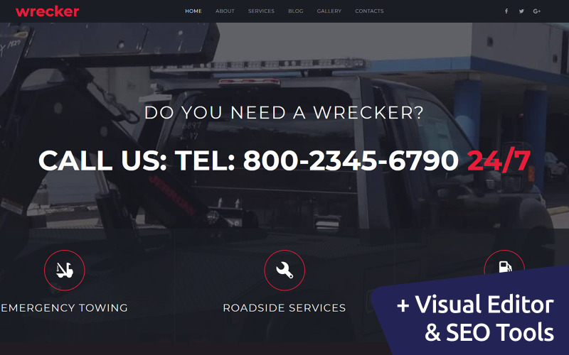 Wrecker - Auto Towing Moto CMS 3 Vorlage - TemplateMonster