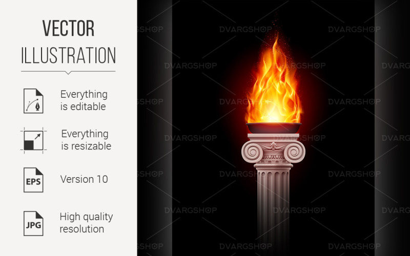 Column with fire - Vector Image #115912 - TemplateMonster