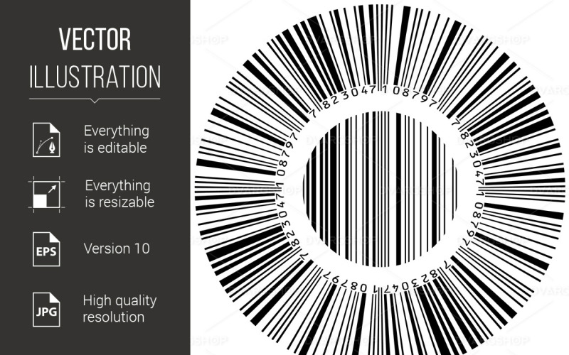 Abstract Circular Bar Code - Vector Image - TemplateMonster