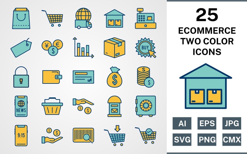 25 ECOMMERCE FILLED TWO COLORS PACK Icon Set