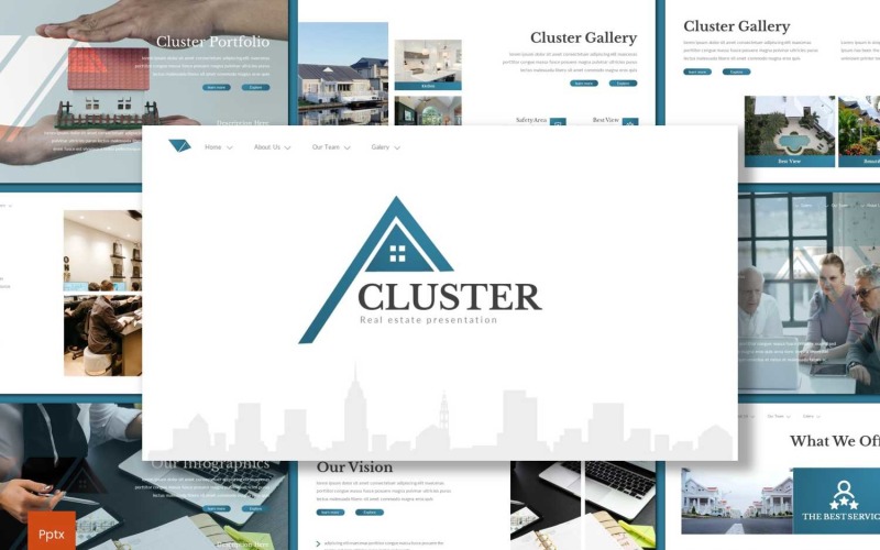 Cluster PowerPoint template #117141 - TemplateMonster