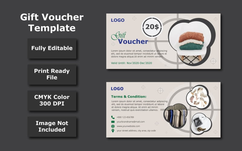 Mode / kledingwinkel cadeaubon sjabloon - vector afbeelding