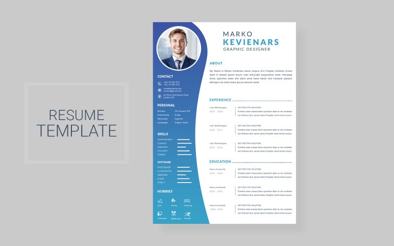 Simple Design Resume Template #117162 - TemplateMonster
