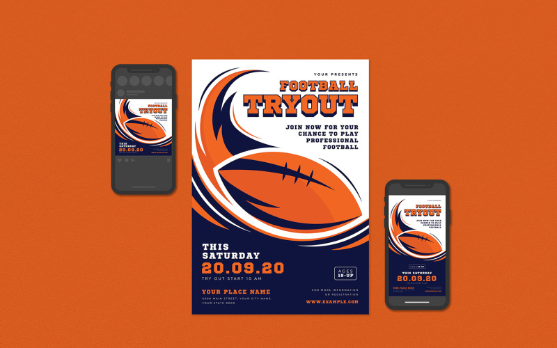 Football Try Out Flyer Set - Modèle didentité dentreprise