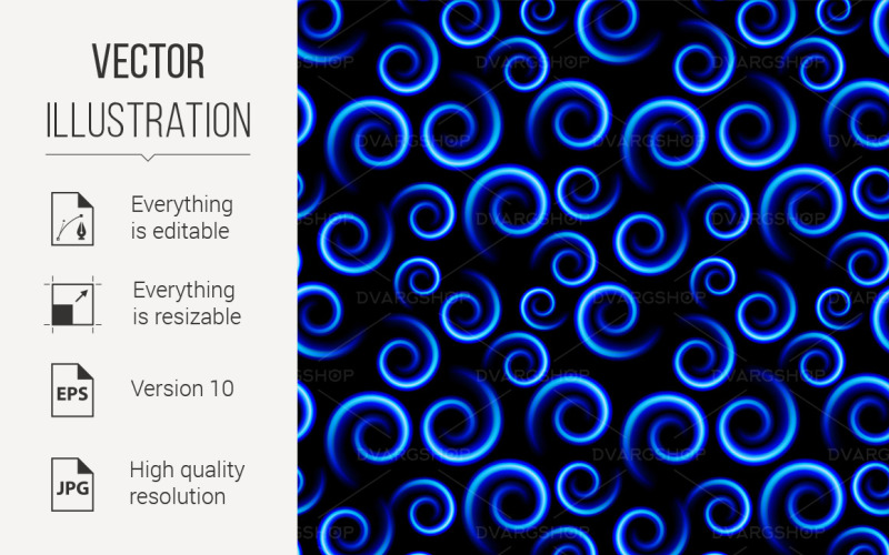 Seamless Texture of Abstract Blue Swirls - Vector Image