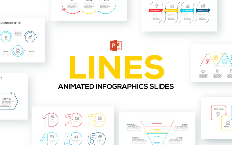 Modello di PowerPoint Infografica animata linea
