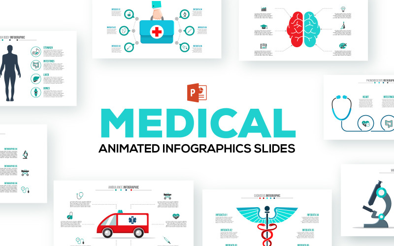 Modello PowerPoint di infografica animata medica