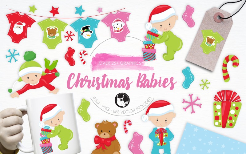 Download Christmas Babies illustration pack - Vector Image - Vector на ...