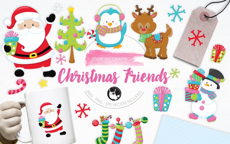 Christmas Friends illustration pack - Vector Image