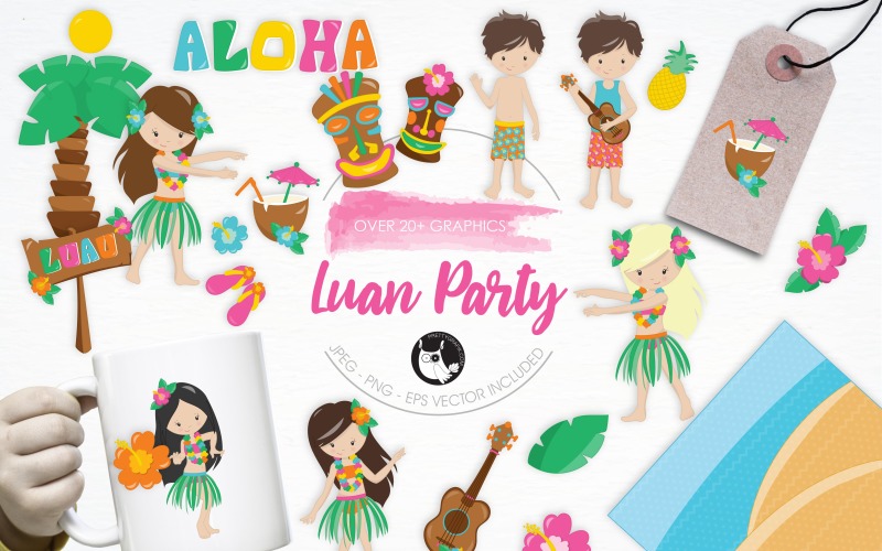 Luan Party illustration pack - Vector Image - TemplateMonster