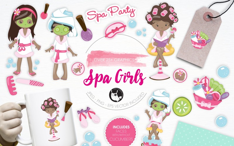 Spa Girls illustration pack - Vector Image - TemplateMonster
