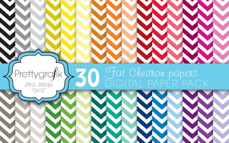 Fat Chevron Digital Paper - Vector Image - TemplateMonster