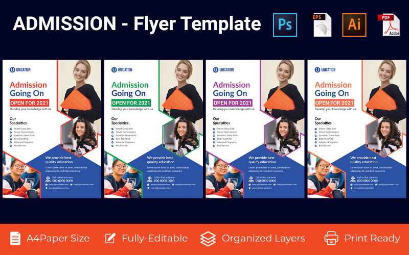 University Admission promotion flyer PSD, AI design volume-8
