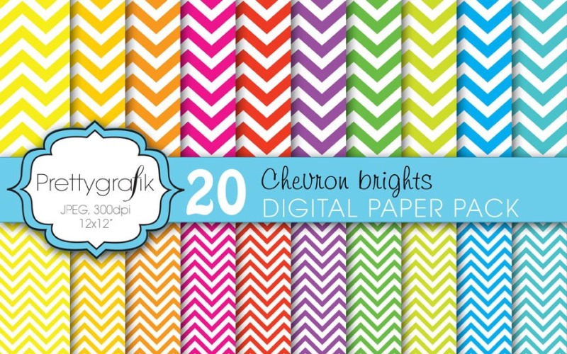 20 papel digital Chevron Brights - Imagen vectorial