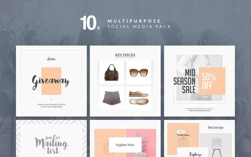 Hazel Instagram Pack Social Media Template - TemplateMonster