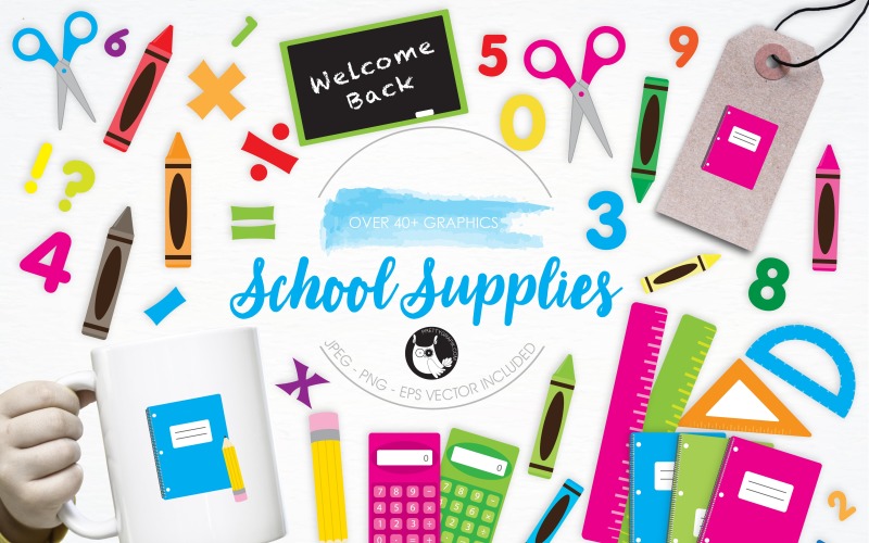 School Supplies illustration pack - Vector Image