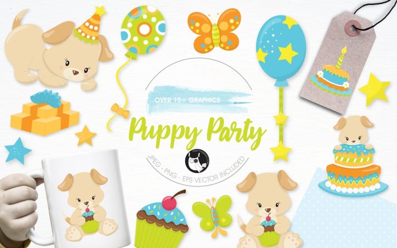 Download Puppy party illustration pack - Vector Image - Vector на тему ...