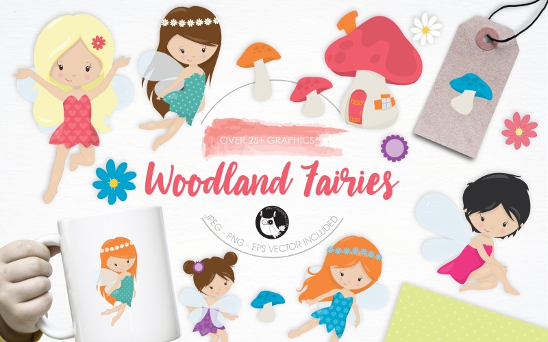 Download Woodland Fairies illustration pack - Vector Image - Vector на ...