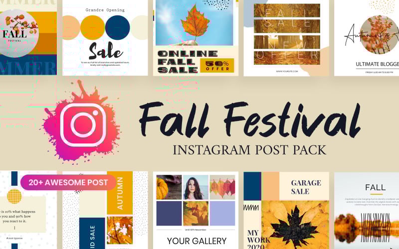 Autumn Fall Festival Instagram Posts Social Media Template