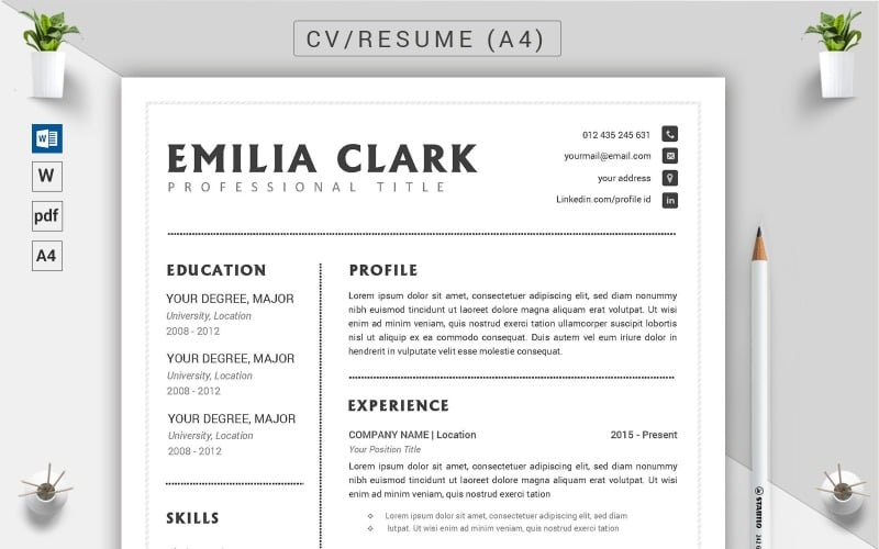 Emilia Clark - CV y plantilla de currículum