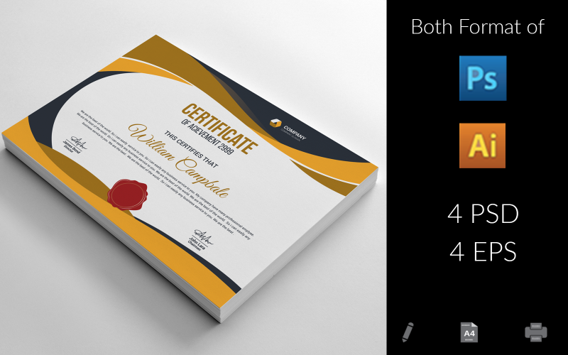 Qualified Certificate Template #122258 - TemplateMonster