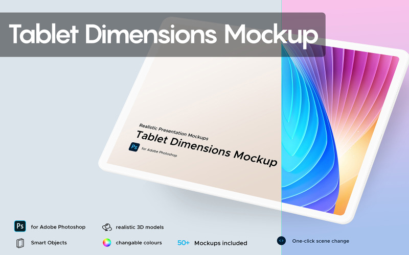 Tablet Dimensions product mockup #122859 - TemplateMonster