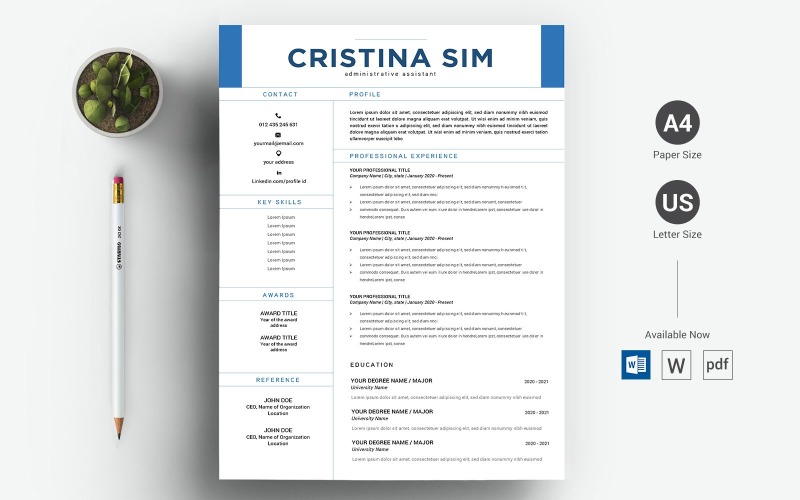Cristina Sim - CV & Resume Template - TemplateMonster