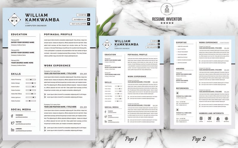 Professional CV Resume Template #123174 - TemplateMonster