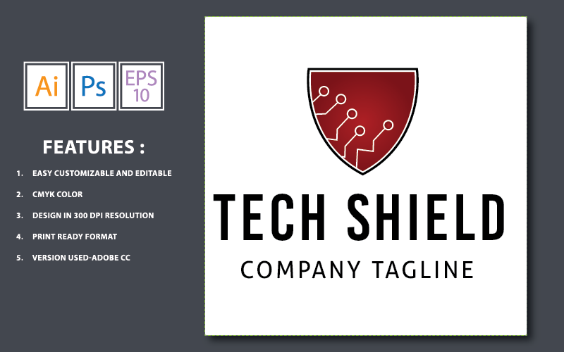 Tech Shield Design Logo Template #123231 - TemplateMonster