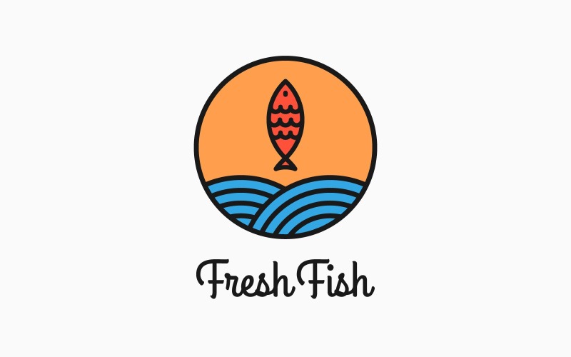 Fish Round Logo Template #124264 - TemplateMonster