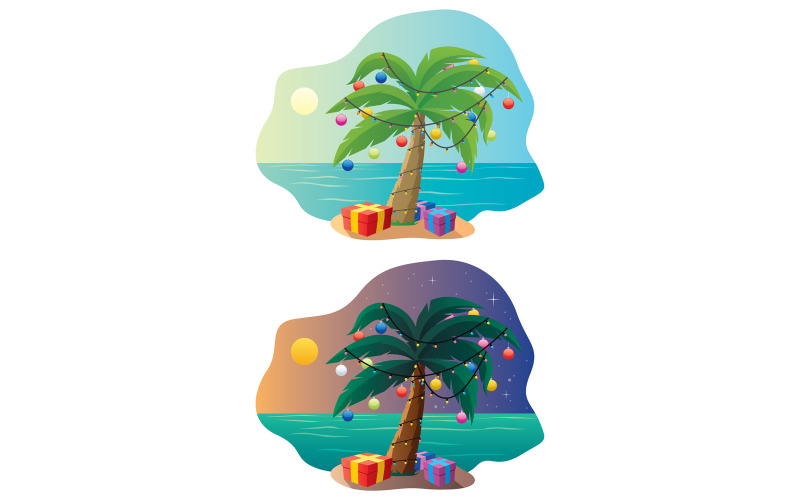 Sapin de Noël tropical - Illustration - TemplateMonster
