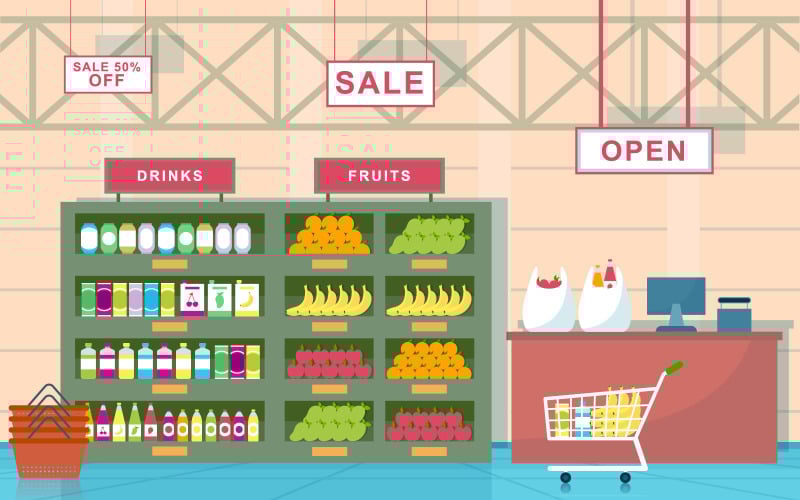 Grocery Retail Shop - Illustration #124798 - TemplateMonster
