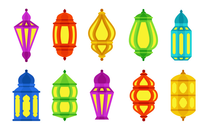 Decorative Lantern Set - Vector Image - TemplateMonster