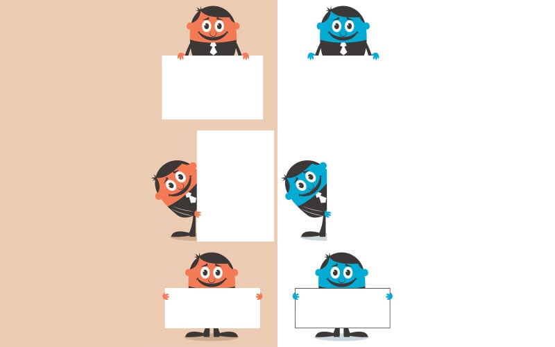 Businessman Behind Sign - Illustration - TemplateMonster