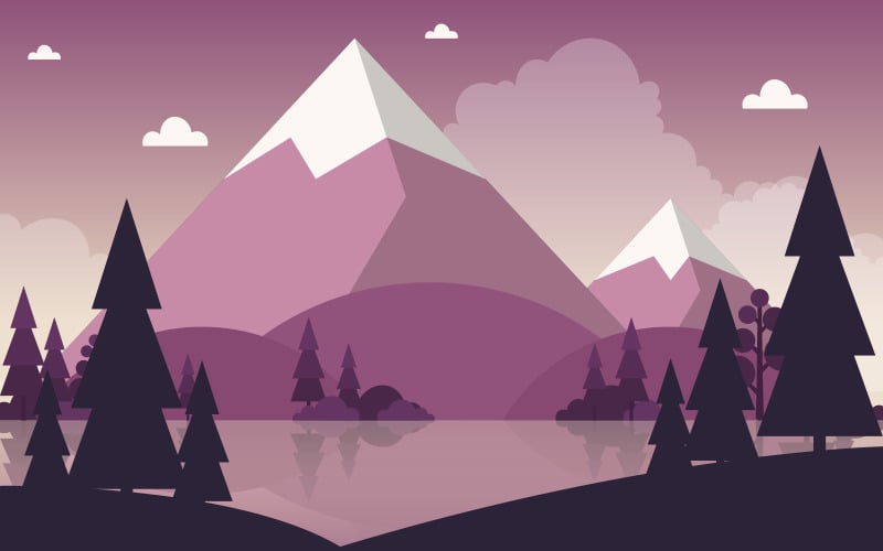 Simple Calm Mountain - Illustration #126566 - TemplateMonster