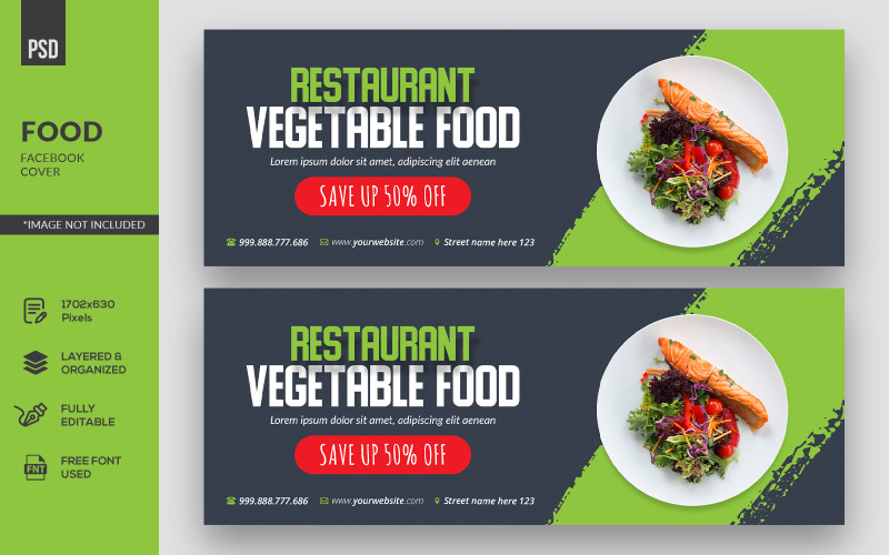Food Facebook Cover Social Media Template - TemplateMonster