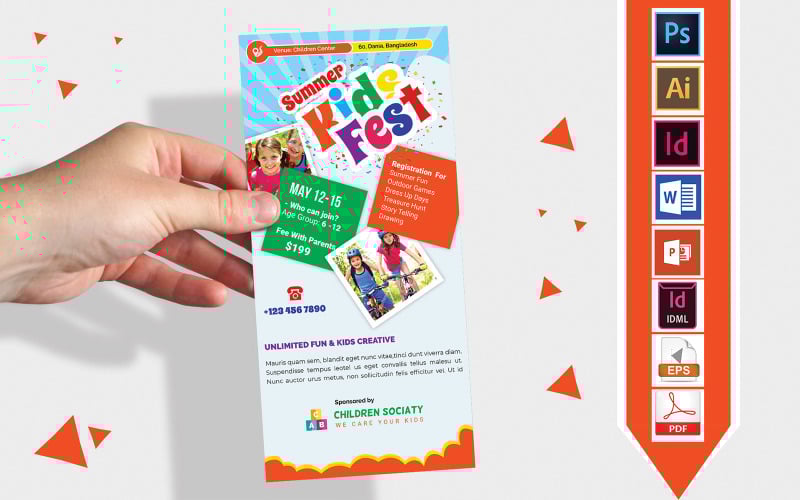 Rack Card | Kids Summer Camp DL Flyer Vol-01 - Corporate Identity Template