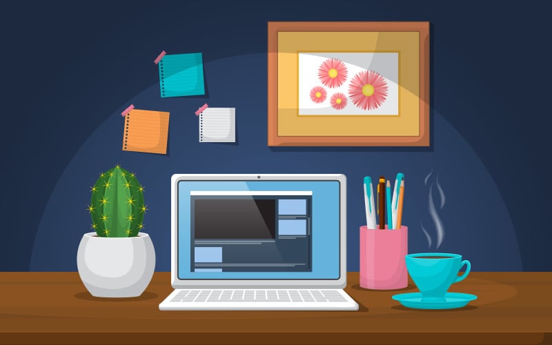 Work Office Table - Illustration #144222 - TemplateMonster