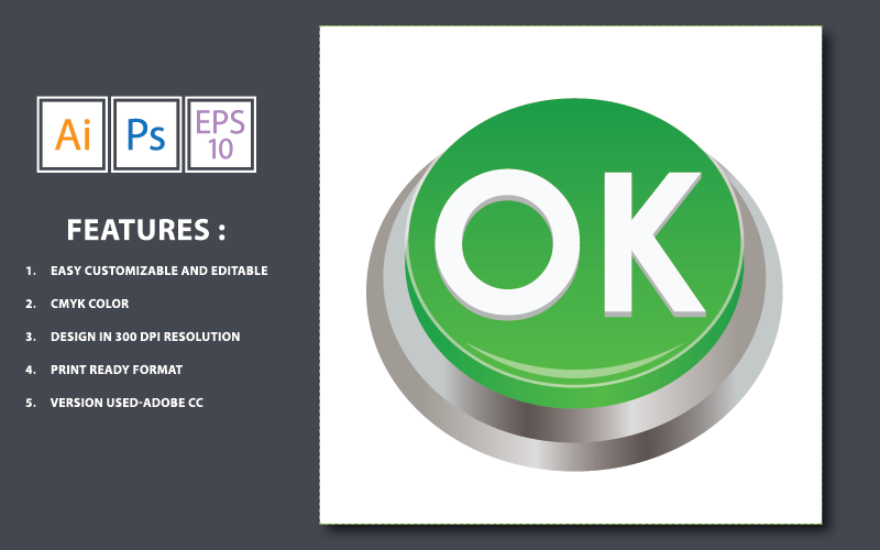 Green Ok Button - Illustration #144987 - TemplateMonster